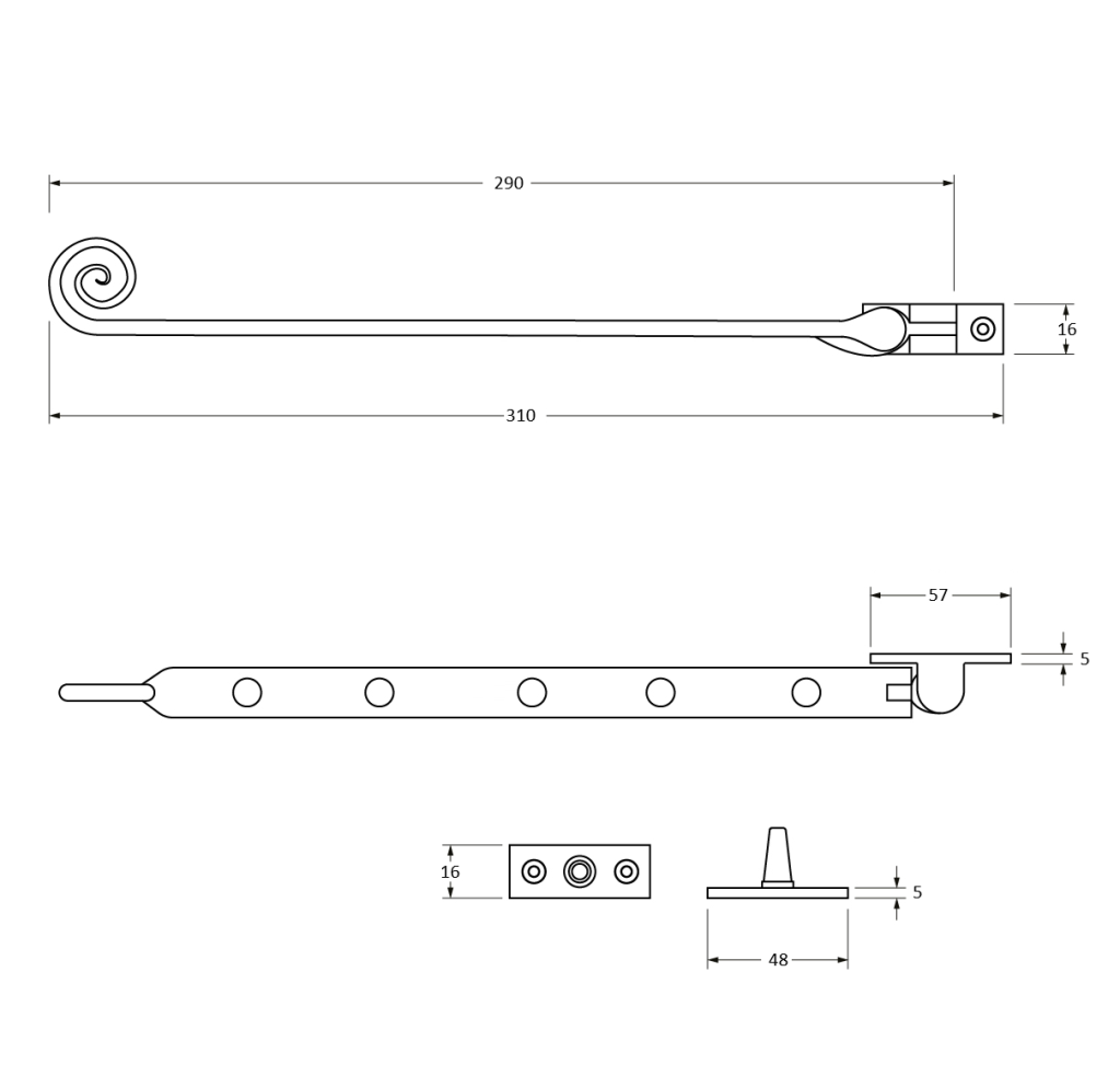 Monkeytail Casement Stay - Mighton Products